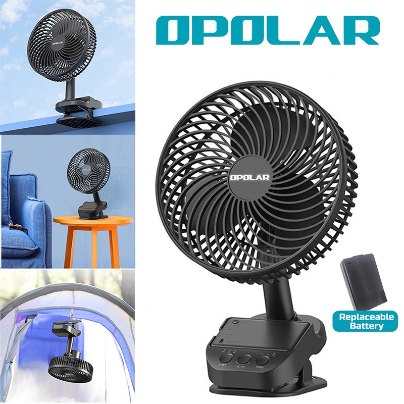 READY STOCK🔥 OPOLAR 10000mAh Oscillating Clip on Fan 8” Rechargeable ...