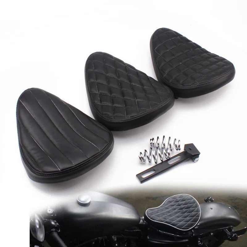 Black Motorcycle Retro Leather Style Solo Seat Steel Swivel Bracket ...