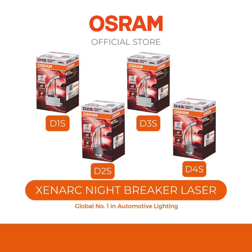 OSRAM XENARC Night Breaker Laser | HID | 1 PC | All Sizes | D1S, D2S ...