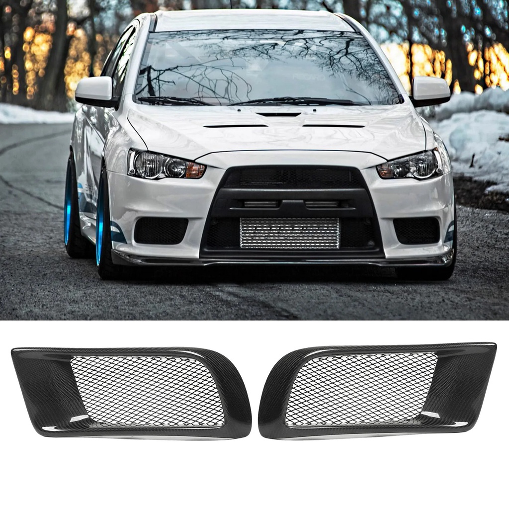 Carbon Fiber Front Bumper Air Duct Grille Fog Covers Mesh Air Intake ...