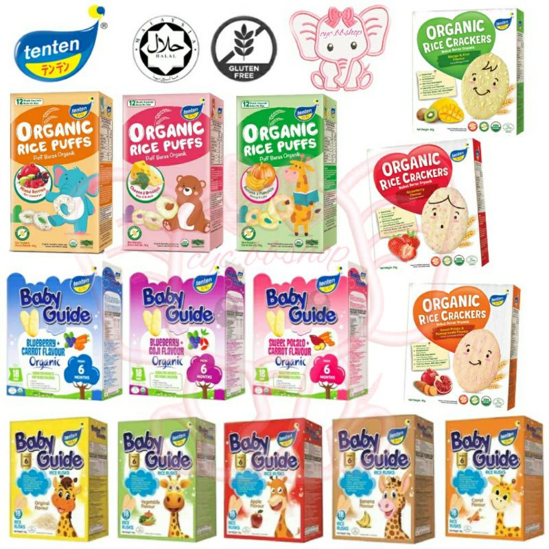 TENTEN Halal√ Baby Guide Organic Rice Rush Rice Puff Rice Crackers Baby ...