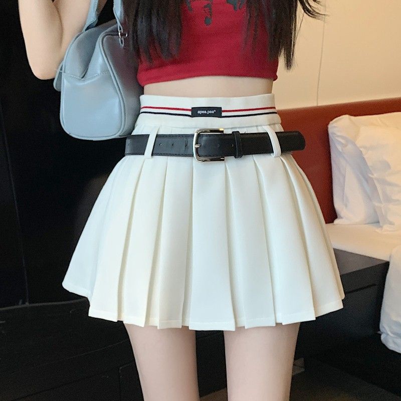 Retro Hot Girl High Waist Slim Pleated Miniskirt Preppy Fashion A Line