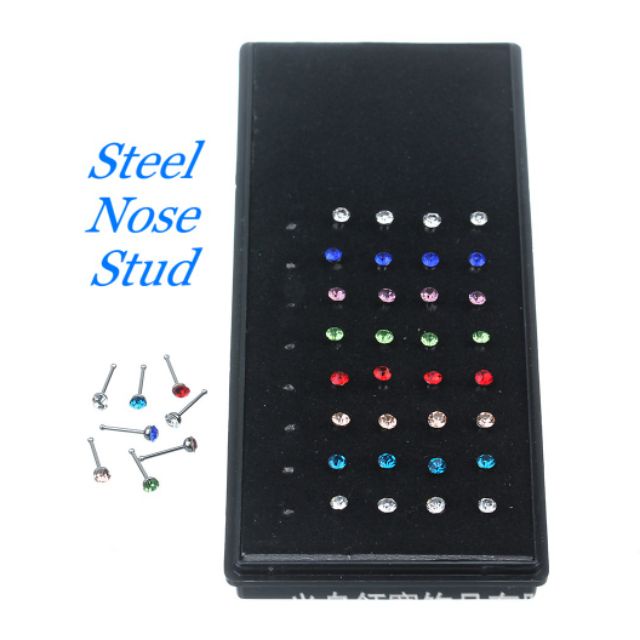 Diamond Stainless Steel Nose Piercing Anti Karat Stud Ring Subang ...