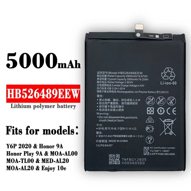 HB526489EEW 5000mAh For Huawei Y6p Enjoy 10e 20 5G SE Honor 9A Play ...