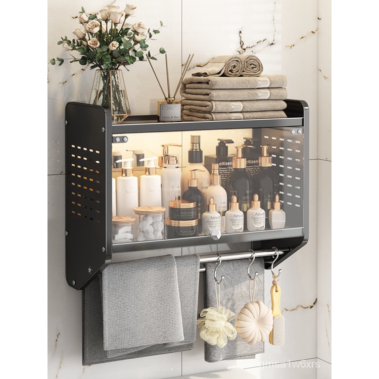 【XH WL】Punch-Free Wall-Mounted Bathroom Storage Rack Toilet Washroom ...