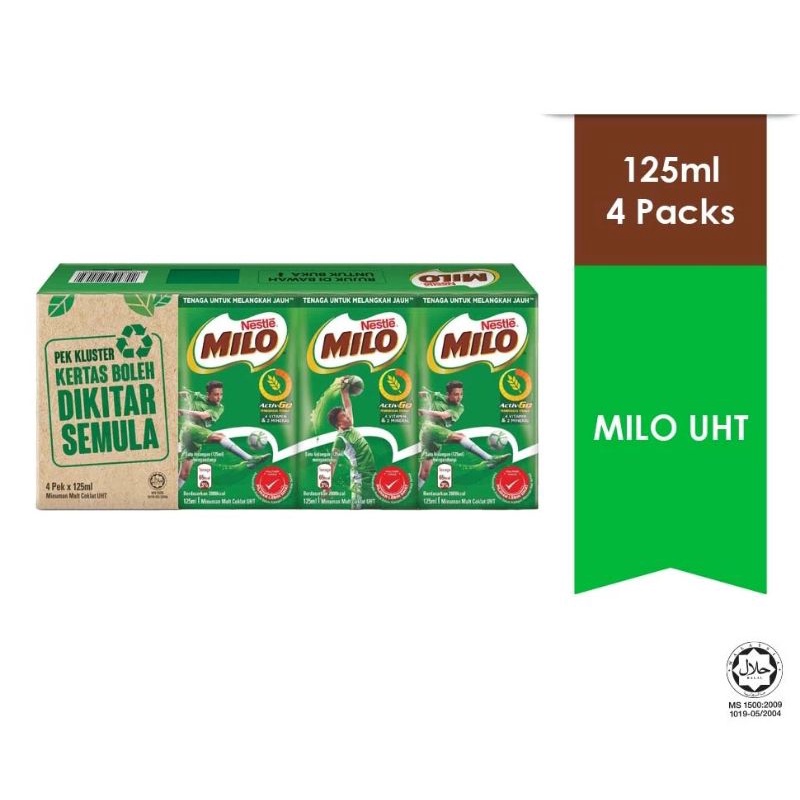 Nestle MILO Activ-Go Chocolate Malt UHT (125ml x 4 Packs) | Shopee Malaysia