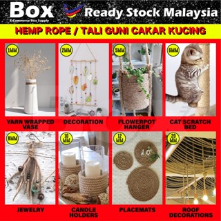 Hemp Rope 1/2/5/6/8/10/12/20mm Tali Guni Cakar Kucing Brown Jute Rope ...