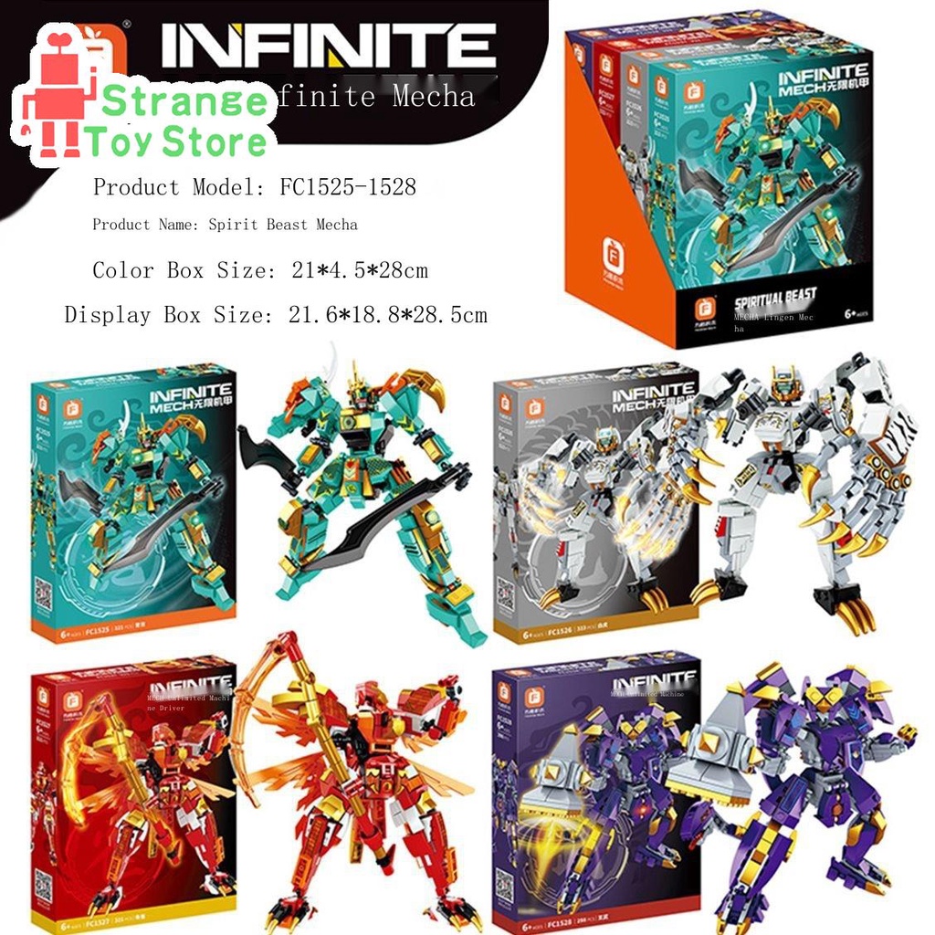 FC Infinite Mecha Gundam Robot Blue Dragon White Tiger Spirit Beast Mecha Assembly Model ...