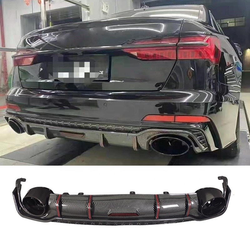 Carbon Fiber RS6 Rear diffuser with tailpipe for Audi A6L C8 High ...
