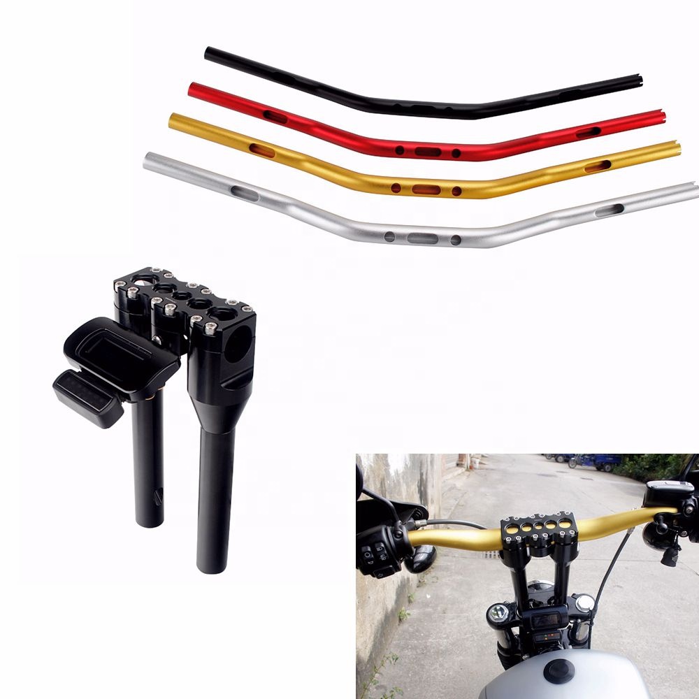 Motorcycle 1-1/4" Handlebar Riser Gauge Mount & Handle Bars for Harley ...