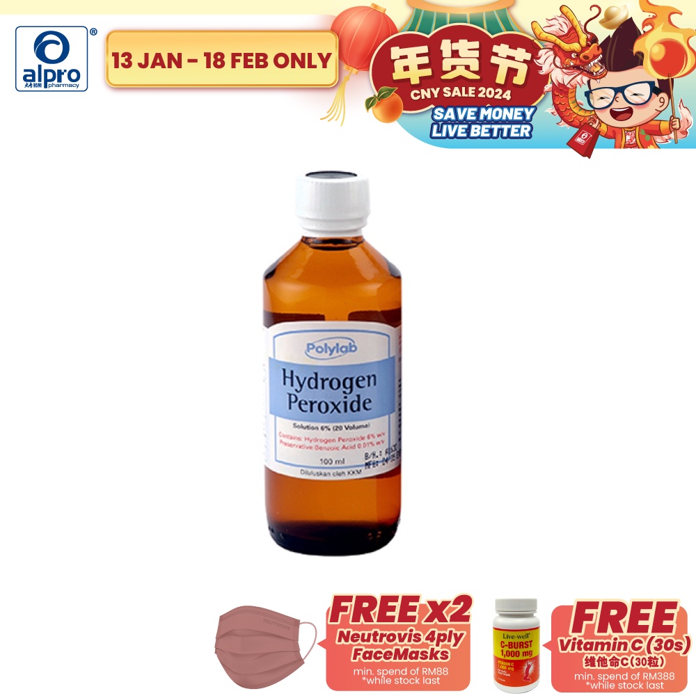 Polylab Hydrogen Peroxide 6% 100ml | First Aid | Shopee Malaysia