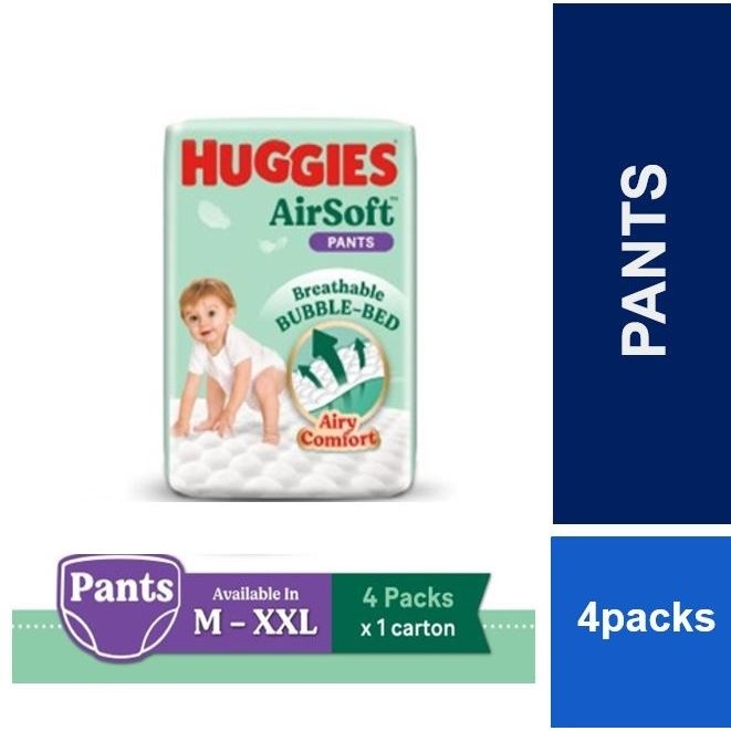 HUGGIES AirSoft Pants Breathable and Soft Premium Diapers for Baby ...