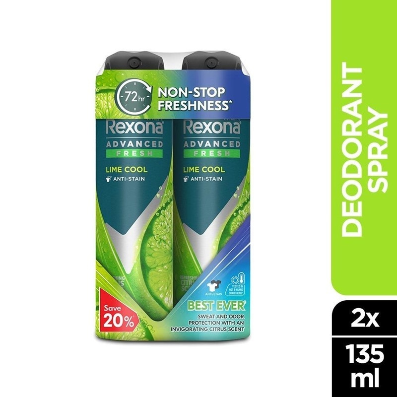 Rexona Men natural Cool Fresh Lime Spray Twin Pack 2X135ml | Shopee ...
