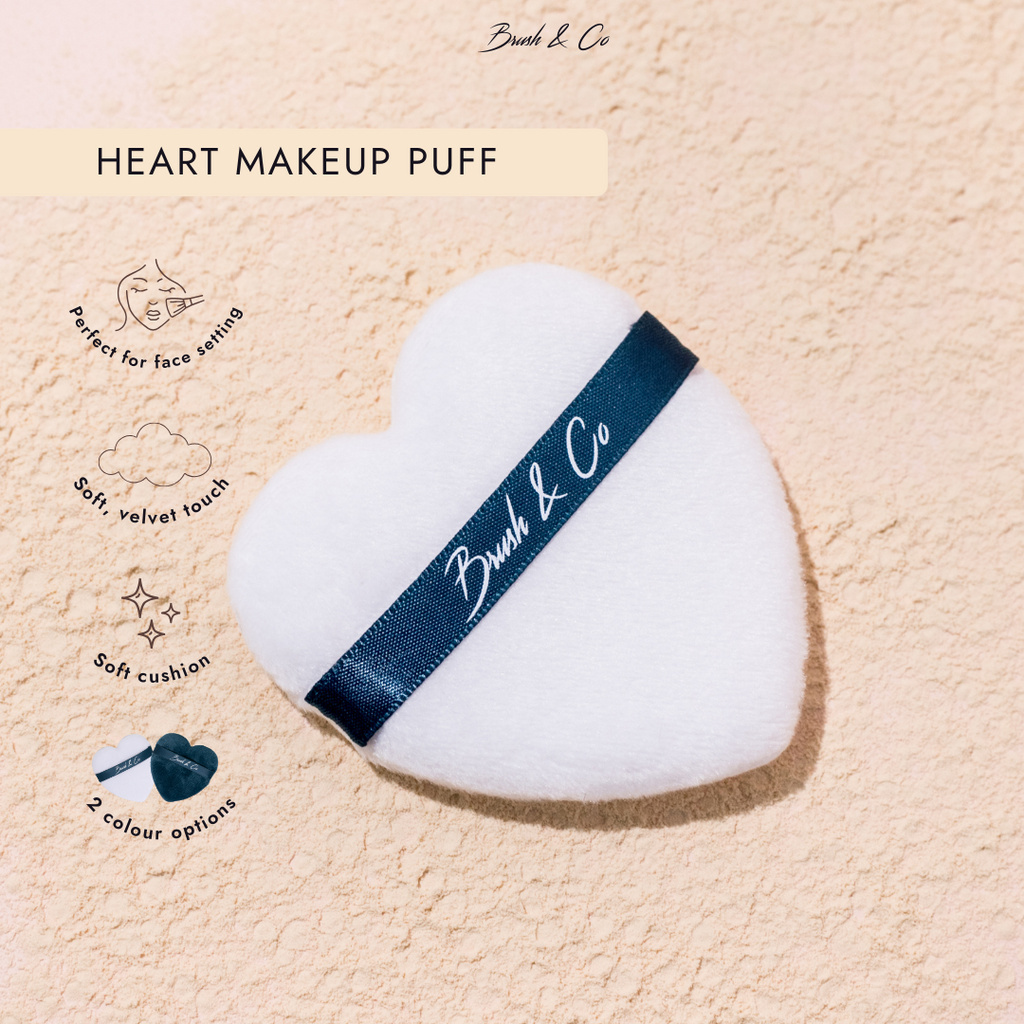 Brush & Co - Heart Makeup Puff | Perfect for loose & pressed powder ...