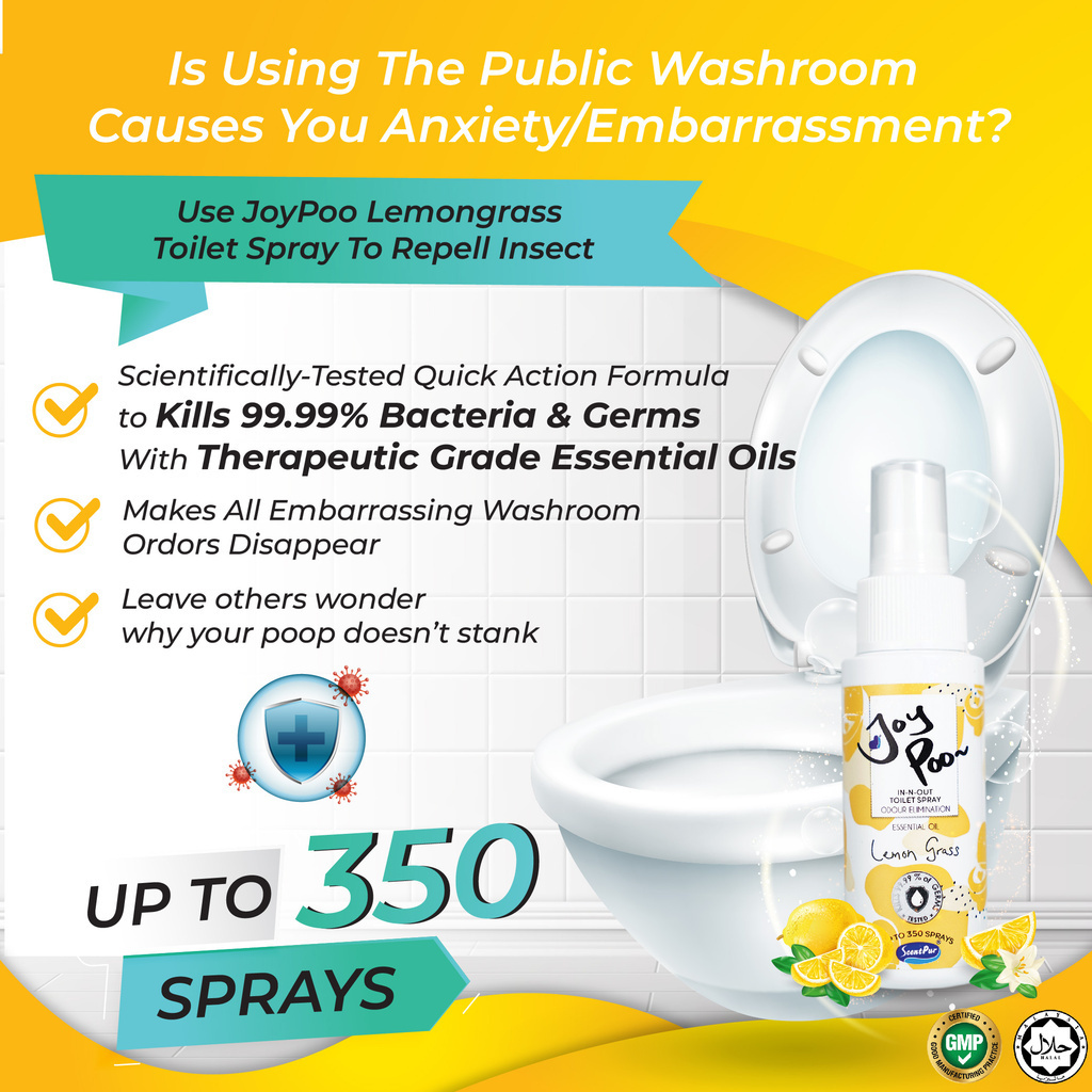 JoyPoo In-N-Out Toilet Poop Essential Oil Odor Elimination Spray (Lemon ...
