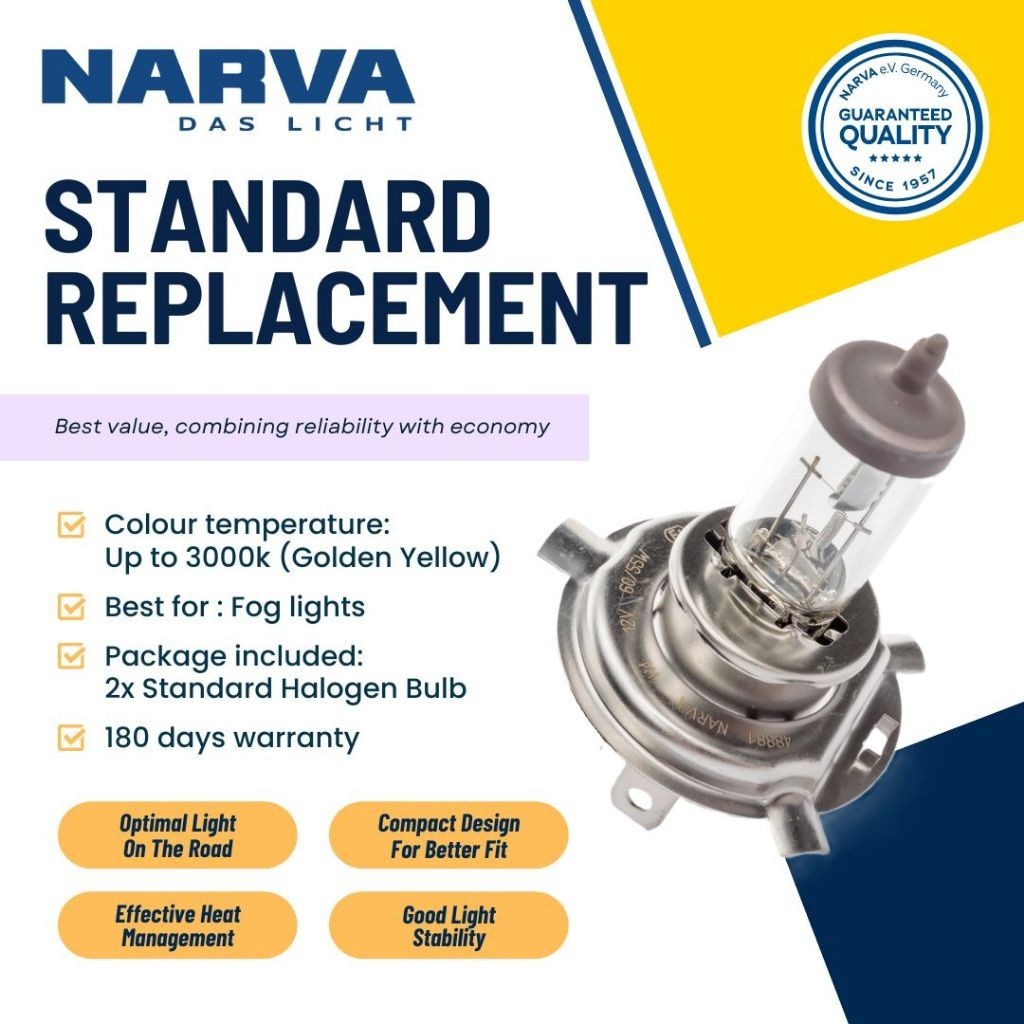 NARVA Car Headlight Halogen / LED Bulbs Set Proton Saga (1985-2008 ...