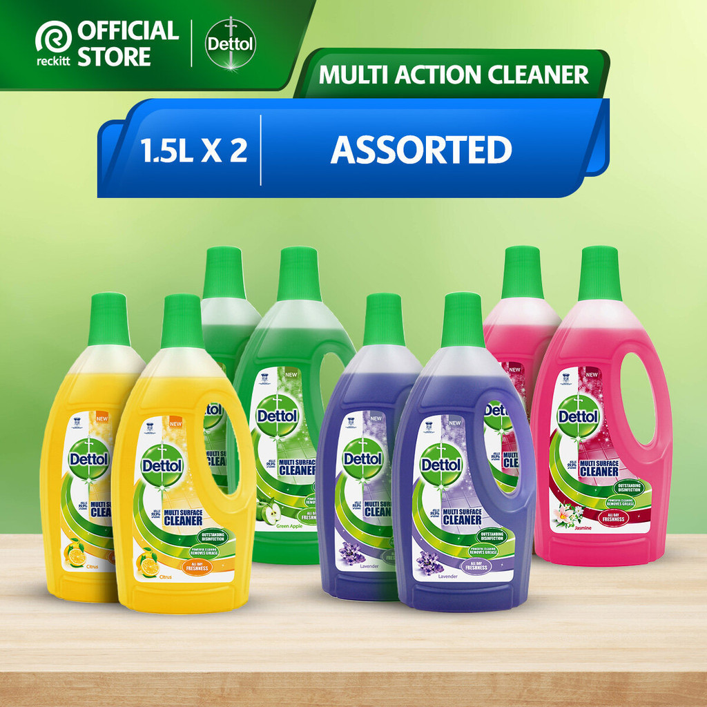 Dettol Multi Action Cleaner/Multi Surface Floor Cleaner Twin Pack 1.5L ...