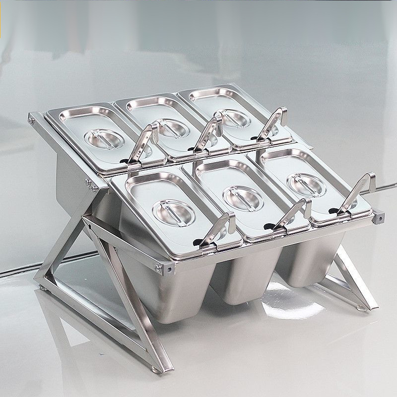 Stainless Steel Square Condiment Box Set Commercial Use Sauce Seasoning ...