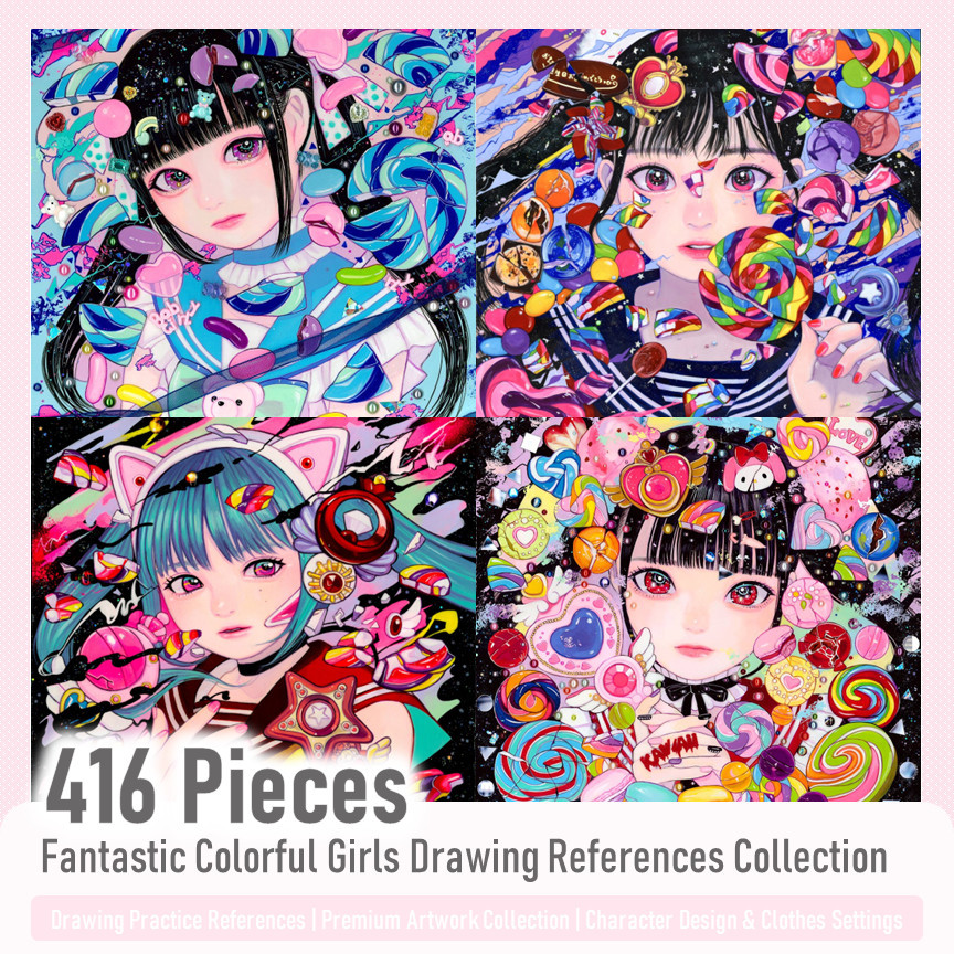 🔥 Drawing References Illustration - Fantastic Colorful Girls References ...