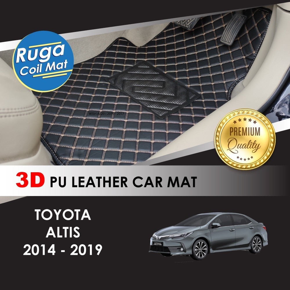 TOYOTA ALTIS ( 2014 - 2019 ) 3D PU Leather Car Carpet Karpet Kereta ...