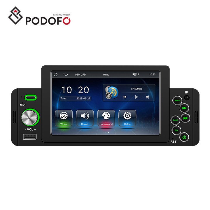 Podofo Single Din Car MP5 Player Car Stereo 5 Inch Touch Screen 1 Din ...