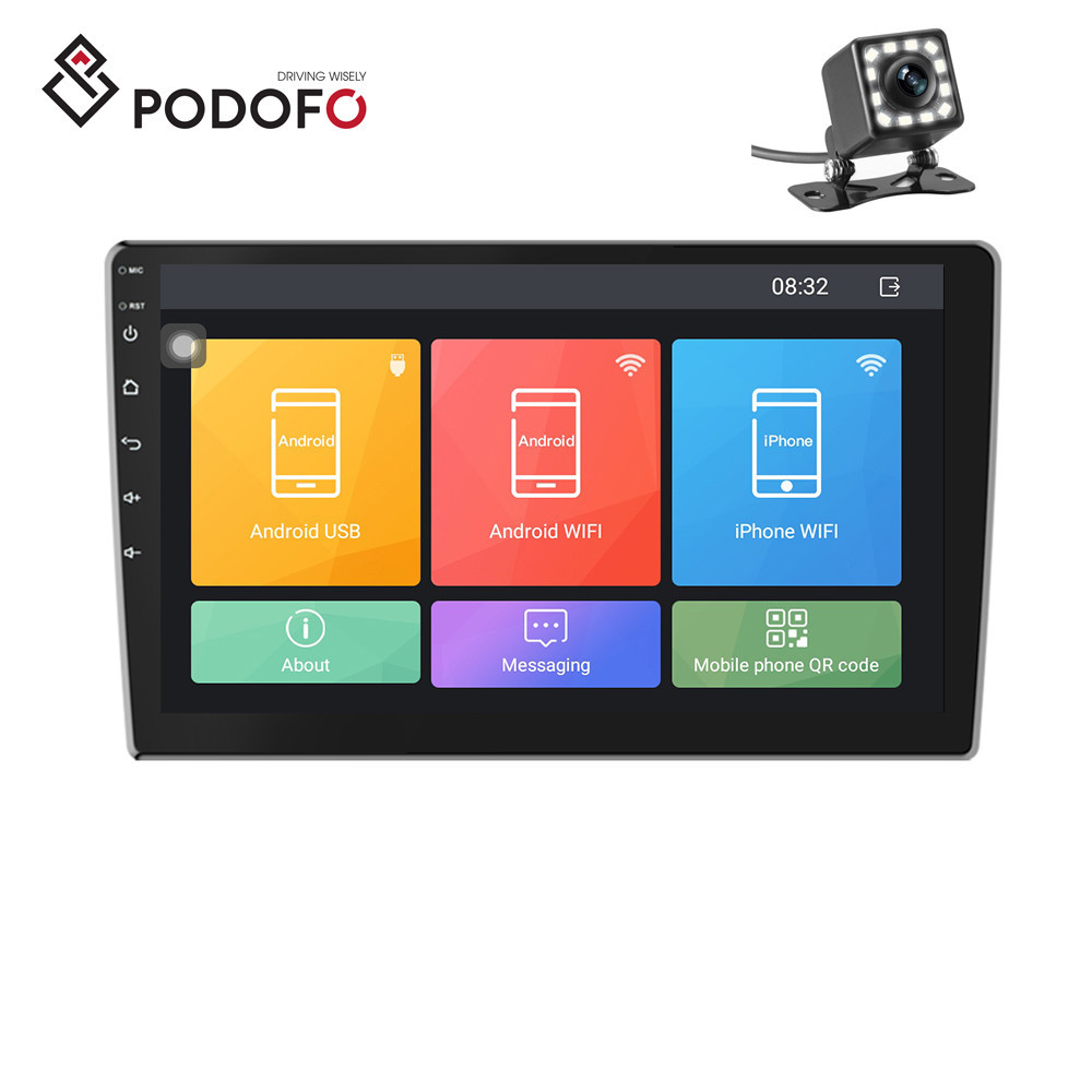 Podofo 10.1'' Android Car Radio 2 Din 2.5D Touch Screen Autoestereo Car ...