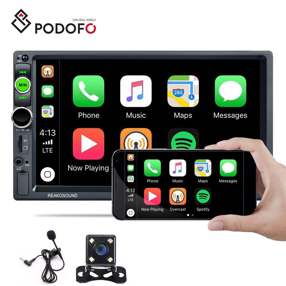 Podofo 2Din Car Radio Carplay with Android Auto 7'' Touch Screen BT FM ...