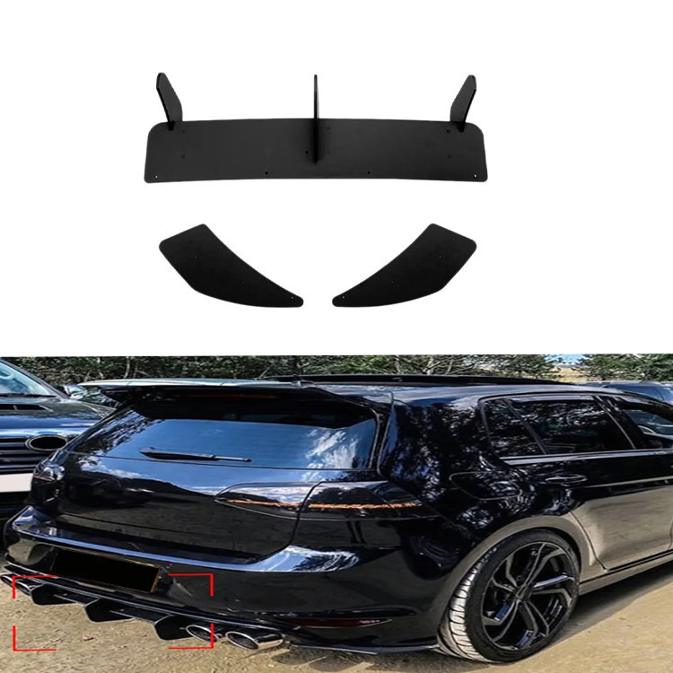 Rear Bumper Diffuser Splitter Spoiler Fins Trim Shark For VW Golf 7R ...