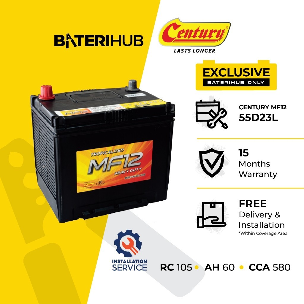 [Installation Provided] Bateri Kereta 55D23L Century MF12 Heavy Duty ...