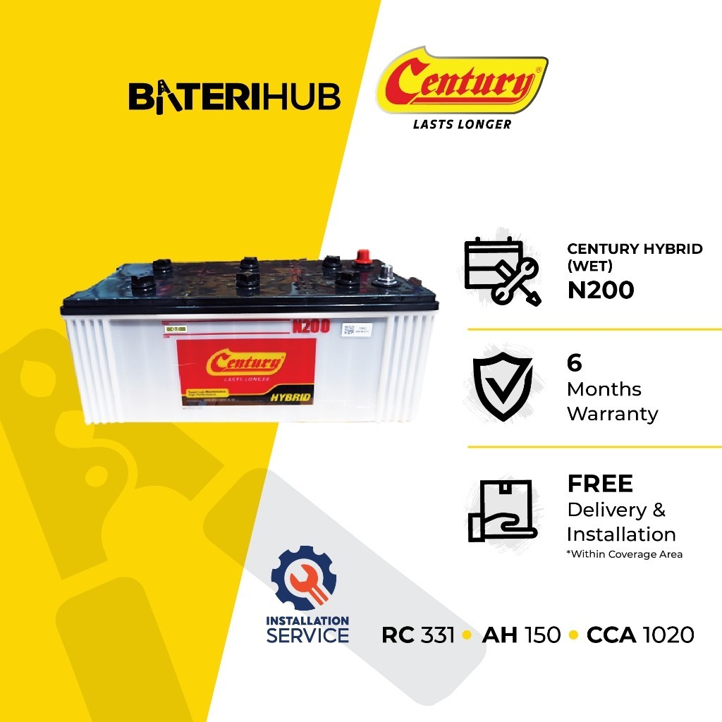 [Installation Provided] N200 Century Hybrid WET | Lorry Boat Truck Boat Battery BateriHub ...