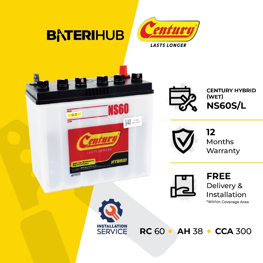[Installation Provided] Bateri Kereta NS60S NS60L Century Hybrid WET | Car Battery NS60 ...