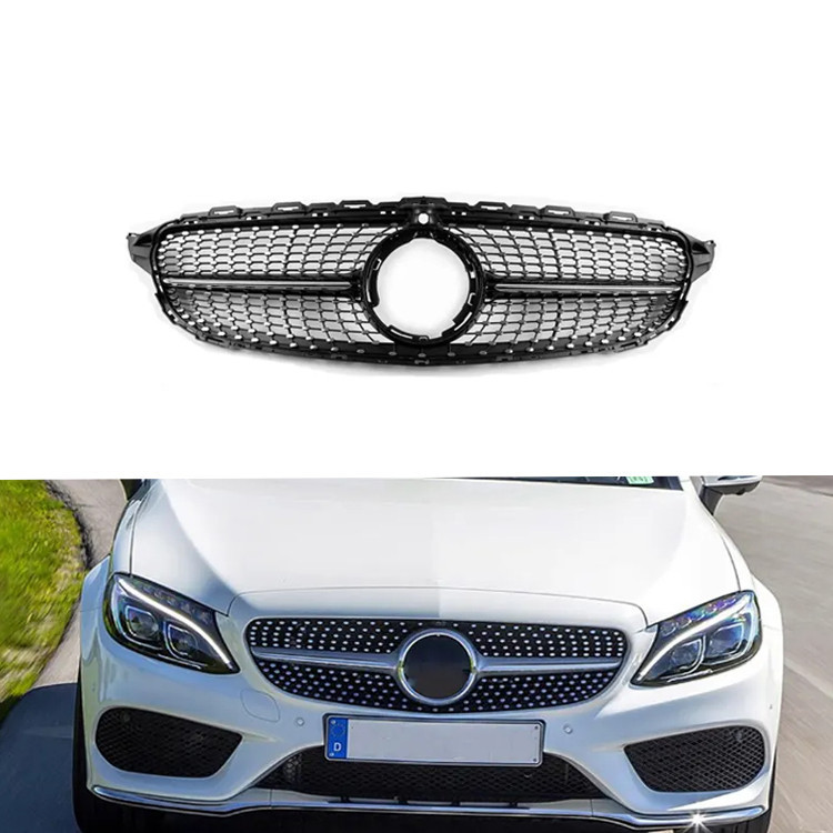 W205 Front Bumper Sport Grilles GT Diamond Style For Mercedes Benz C ...