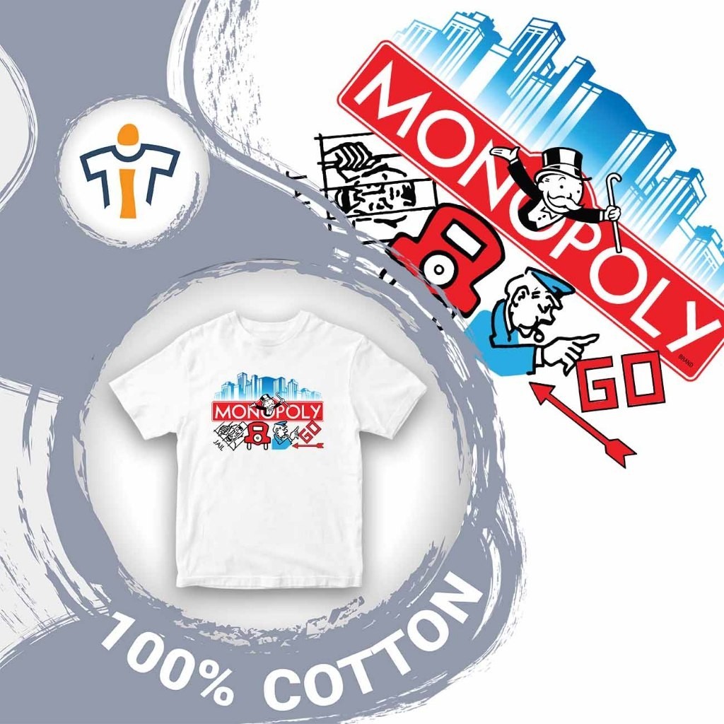 Monopoly Go Baju 100 Cotton T Shirt Lelaki Budak Kanak Kemeja Dress Boy ...