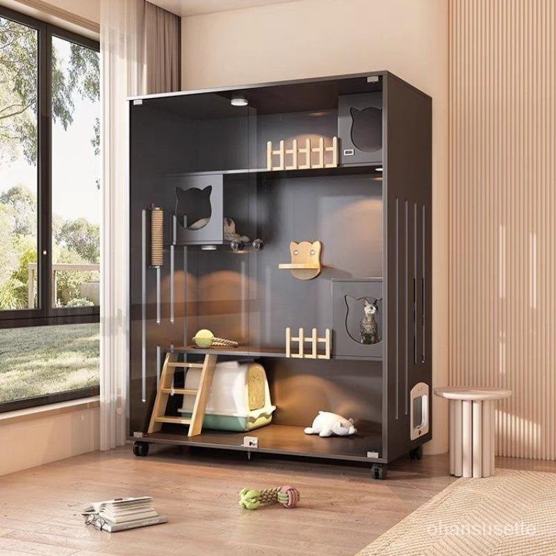 Hy 6 Cat Villa Solid Wood Cattery Super Large Free Space Cat Cage Home