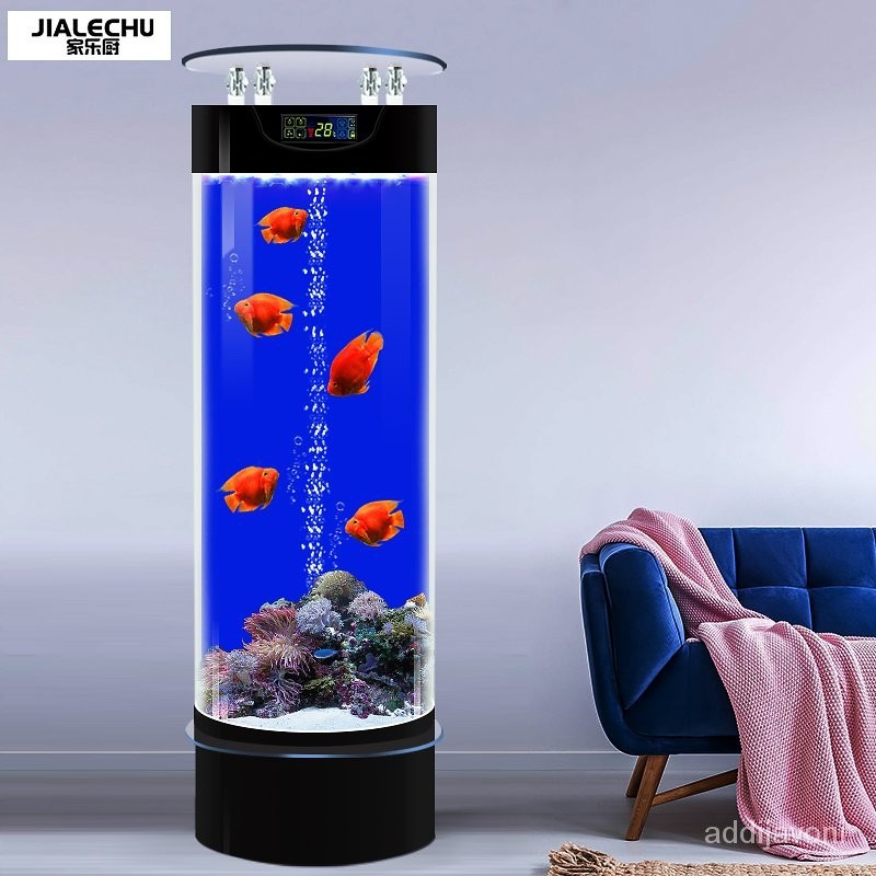 HY-6/Fish Tank Living Room Small Cylinder Acrylic Aquarium Home Ecology ...