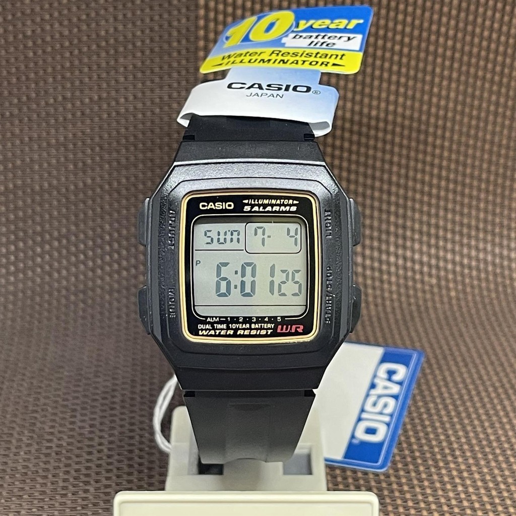 Casio F-201WA-9A Digital 5 Alarm Dual Time Stopwatch Rectangular Men Sport Watch | Shopee Malaysia