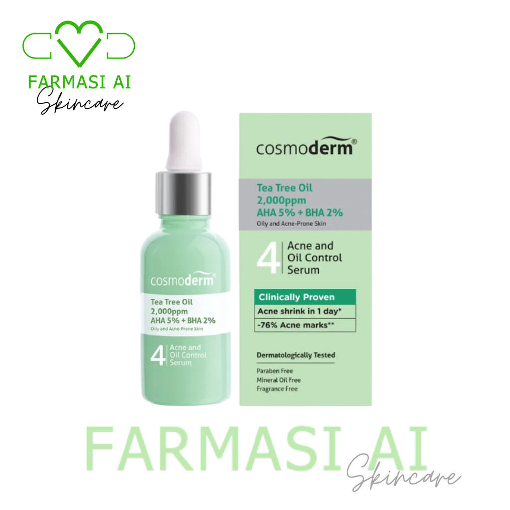 Cosmoderm Tea Tree Oil Acne & Oil Control Serum 30mL (Exp : 04/2026 ...