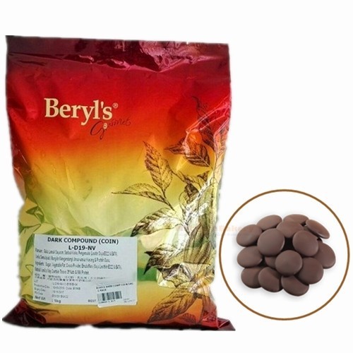 Beryls Chocolate Dark Compound Coins Coklat Hitam Coin 1kg Halal ...