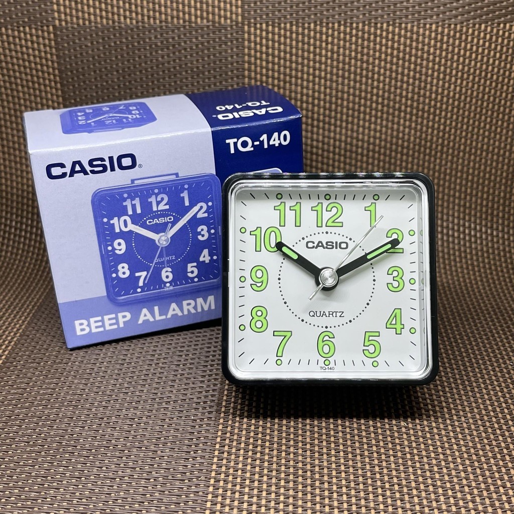 Casio Clock TQ-140-1B White Analog Black Quartz Alarm Clock TQ-140 ...