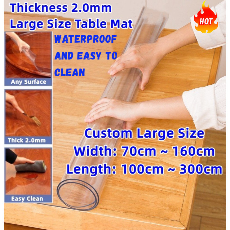 HOT Custom Made 2.0mm PVC Table Mat Thick Clear Protective Table Alas ...