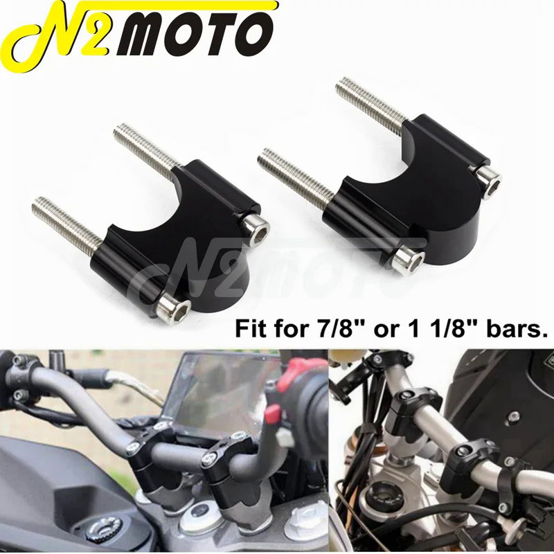 Motorcycle CNC Aluminum 7/8" Or 1 1/8" Handle Bar Clamp Handlebar Riser 28mm 22mm Rise 30mm ...