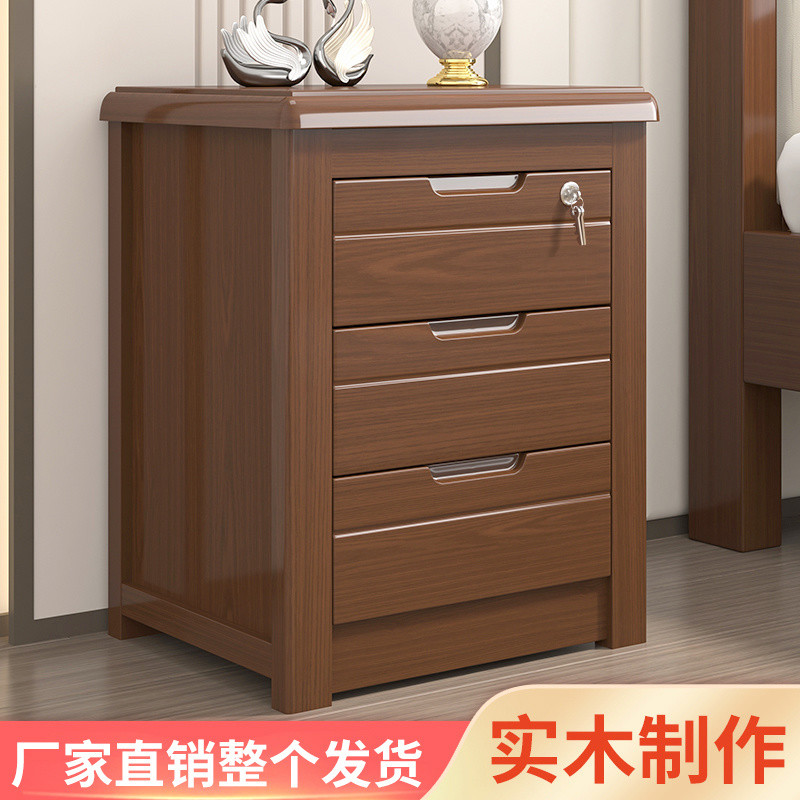 Get 7% coupon+gift】er Bedside Table Solid Wood with Lock2021New Locker ...