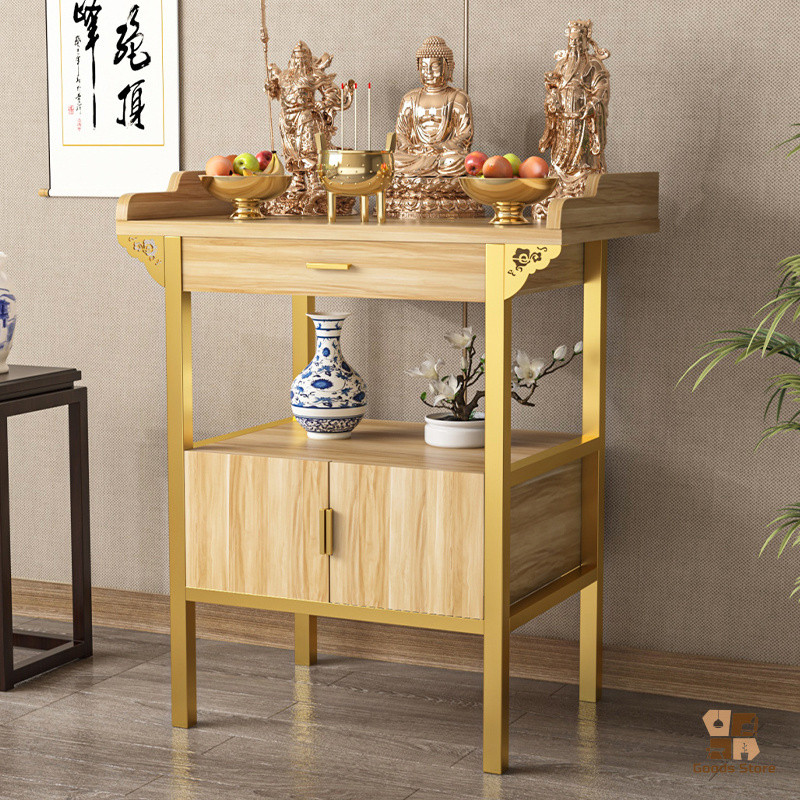 Buddha shrine Buddha altar God of Wealth offering table with cabinet ...