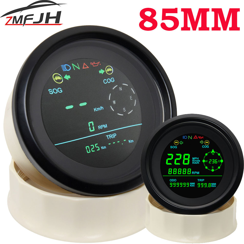 New 85mm LCD GPS Speedometer with Tachometer Seed Gauge Tacho Meter ...