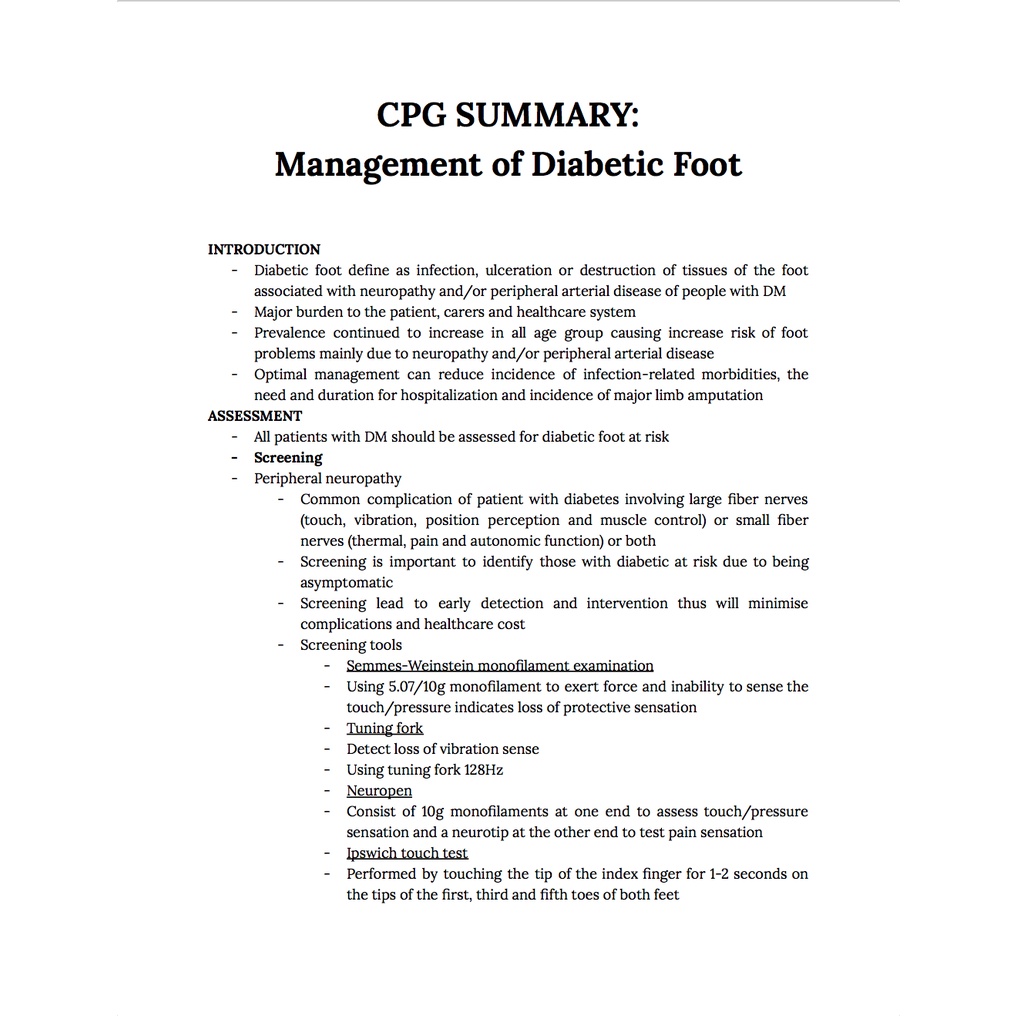 CPG Summary: Management of Diabetic Foot | Shopee Malaysia