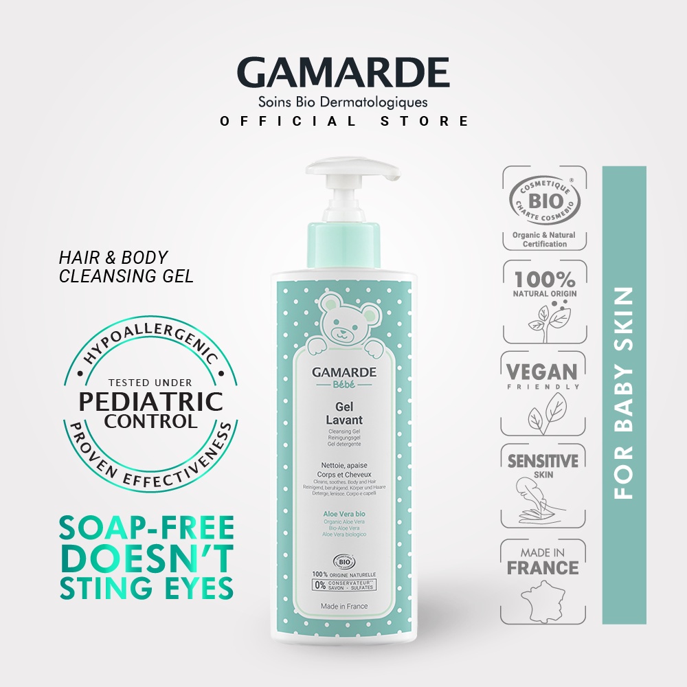 GAMARDE BEBE Organic 2n-1 Baby Hair & Body Cleansing Gel Soap-free For ...