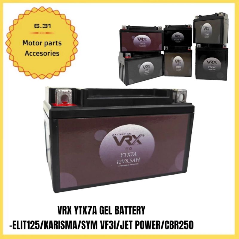 ORIGINAL VRX YTX7A-BS GEL BATTERY SYM VF3I KARISMA ELIT125 ICON COMEL ...