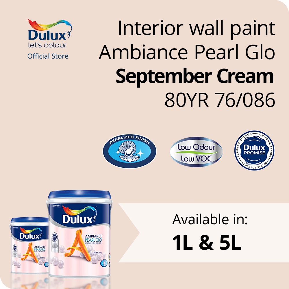 Dulux Ambiance Pearl Glo Interior Wall Paint - September Cream 80YR 76/ ...