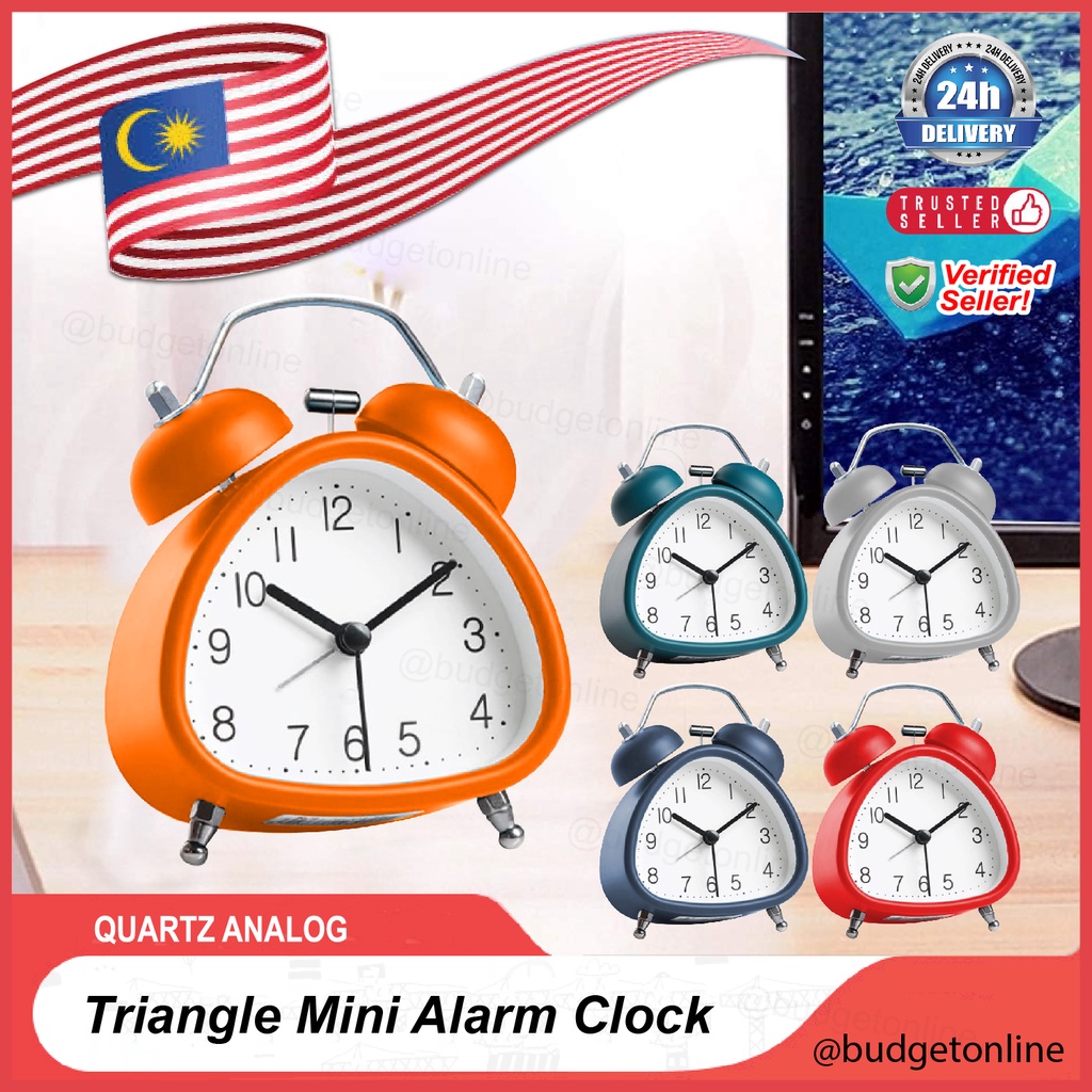Mini Triangle Alarm Clock Retro Analog Twin Bell with Backlight Loud ...