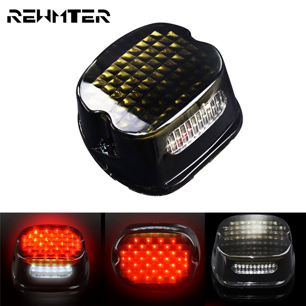 Motorcycle LED Tail light Smoke Red laydown Taillight Lamp For Harley ...